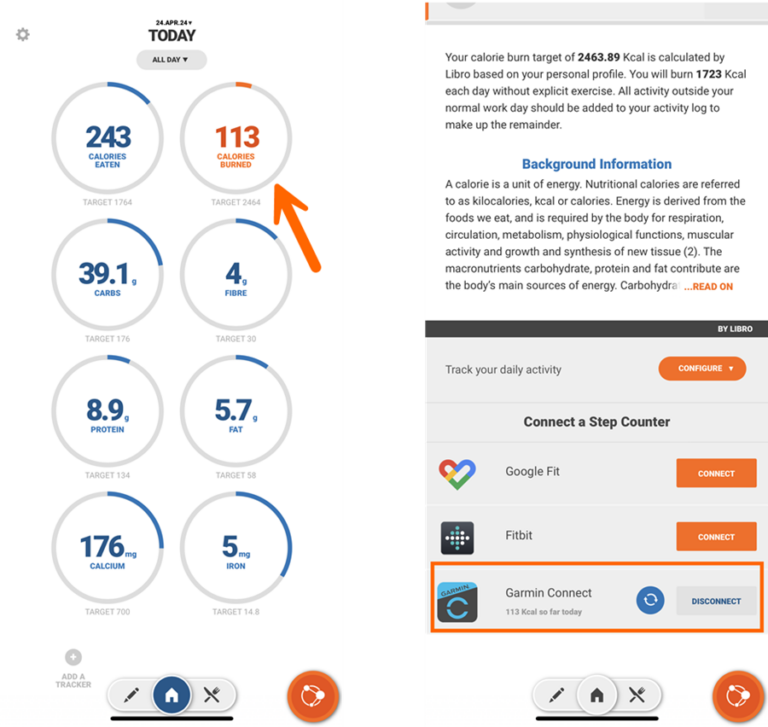 Libro Activity Tracker Integrations - Nutritics